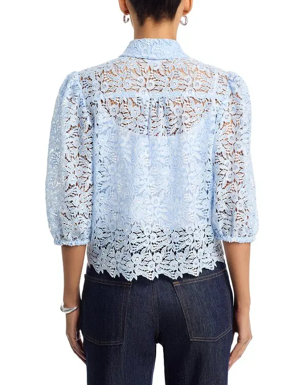 Generation Love Tammy Two Tone Lace Shirt - Light Blue/white