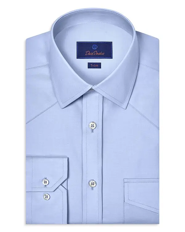 David Donahue Trim Fit Twill Western Shirt - Sky