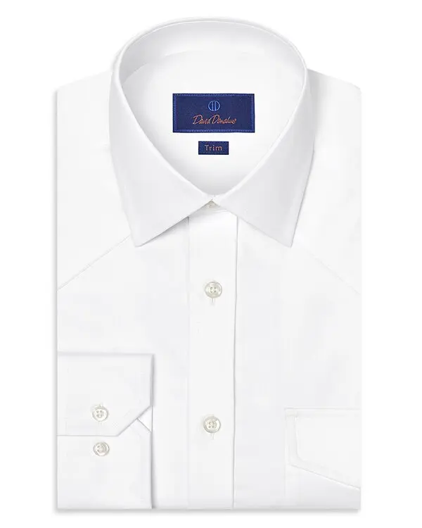 David Donahue Trim Fit Twill Western Shirt - White