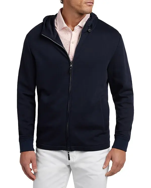 David Donahue Cotton & Silk Blend Zip Hoodie