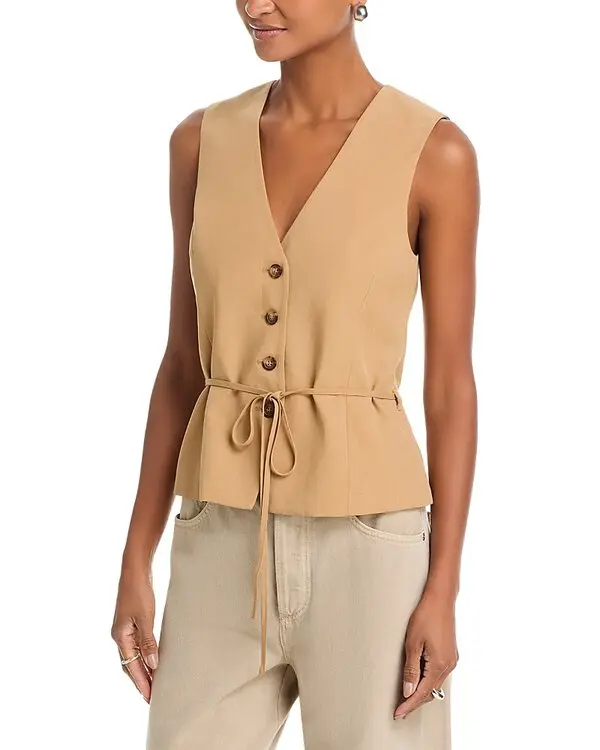 Rag & Bone Paulette Linen Vest - Fawn