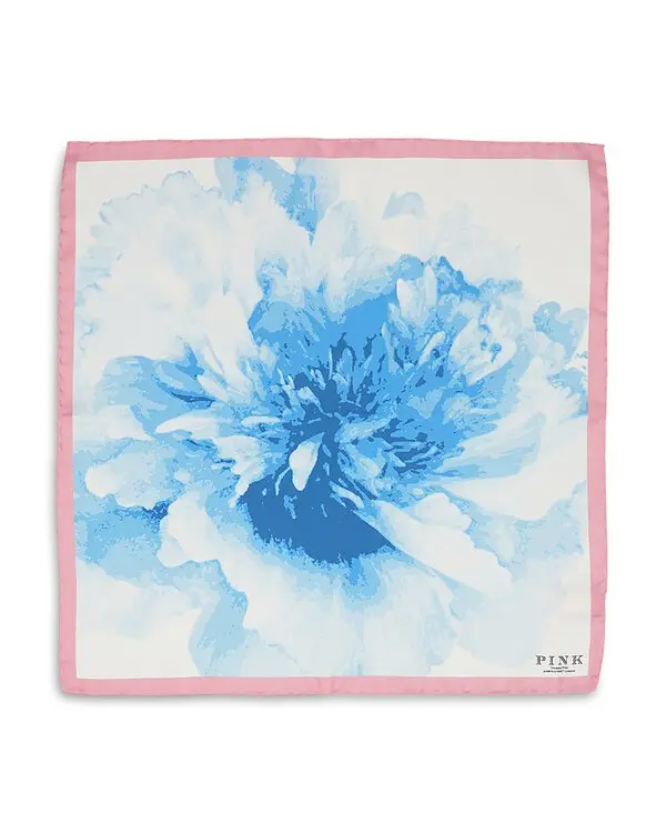 Thomas Pink Flower Silk Pocket Square - Blue