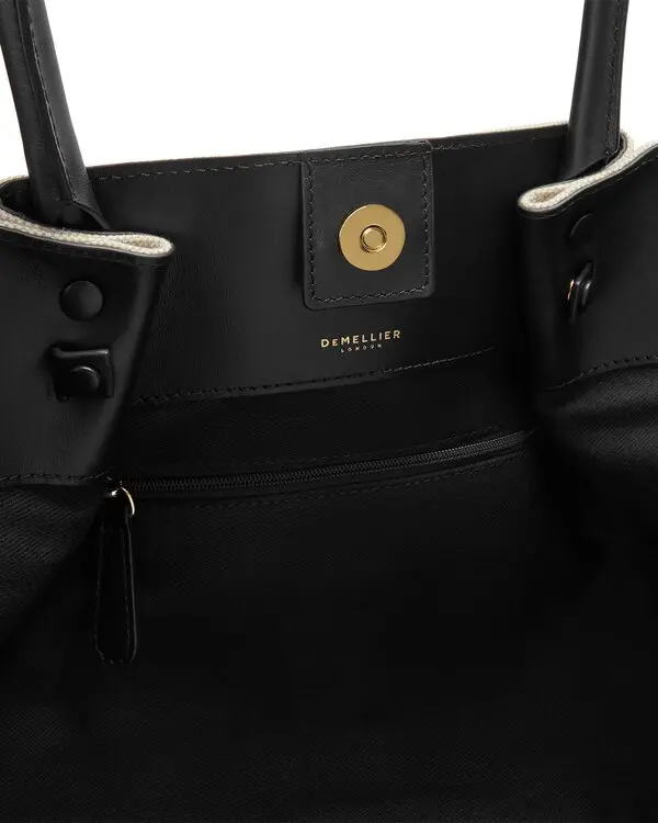 DEMELLIER Canvas Tote Bag - White/black