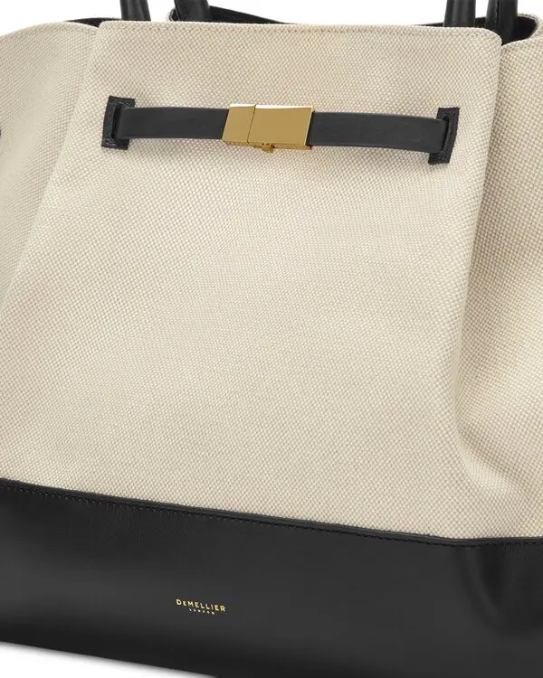 DEMELLIER Canvas Tote Bag - White/black