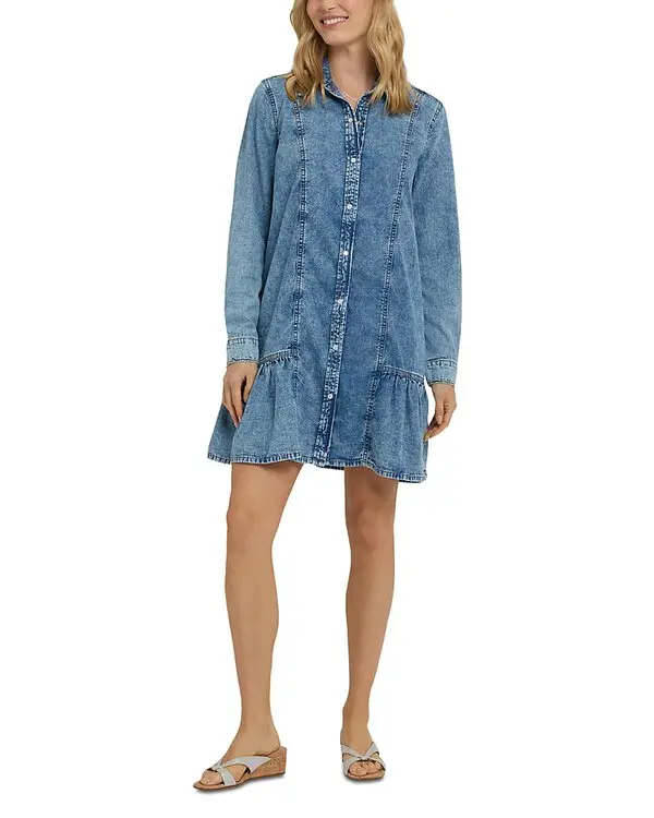 NYDJ Ruffle Hem Denim Shirtdress