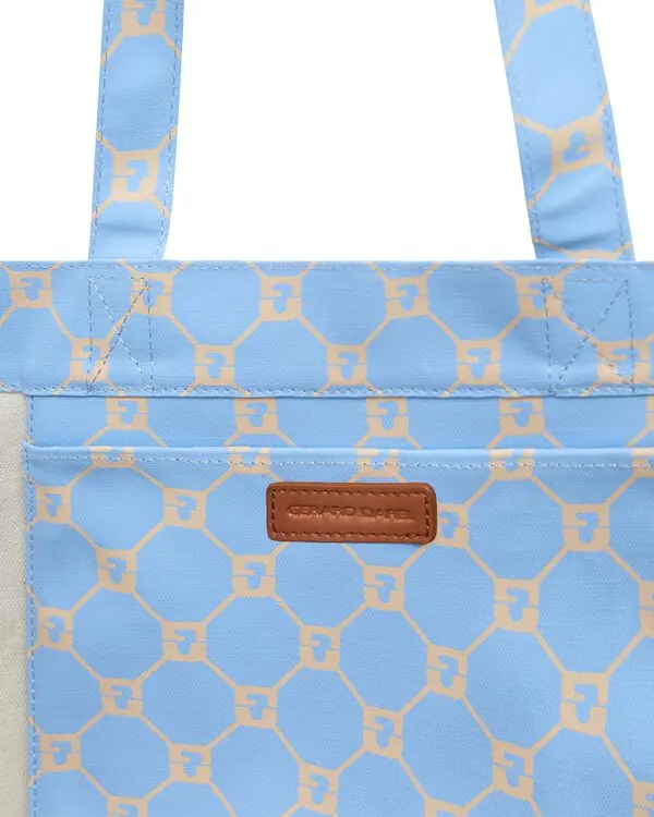 Gerard Darel Lola Monogrammed Canvas Tote Bag - Sky/vanilla