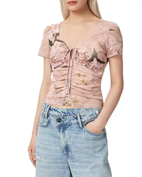 ALLSAINTS Gabby Mesh Top - Crystal Pink