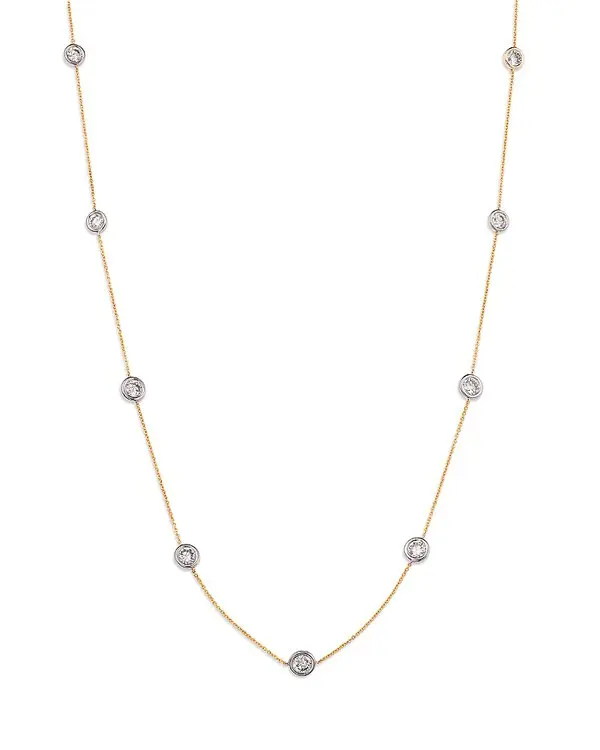 Bloomingdale'S Certified Lab Grown Diamond Bezel Station Necklace In 14k White & Yellow Gold, 4.0 Tcw - White/gold