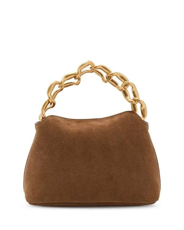 REISS Suede Chain Handle Bag - Tan