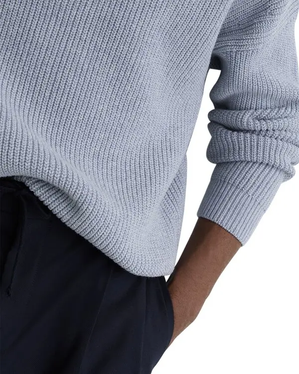 REISS Prop Long Sleeve Half Zip Ribbed Polo Shirt