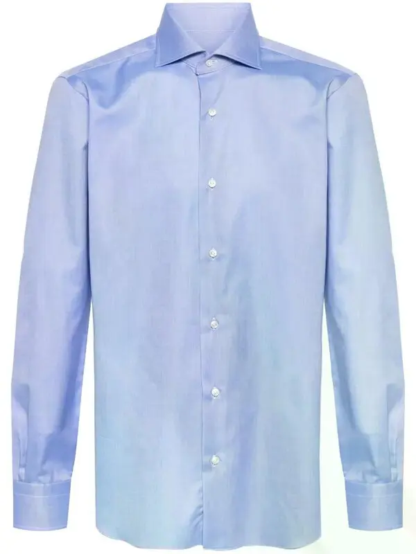 BARBA NAPOLI Cutaway Collar Cotton Shirt