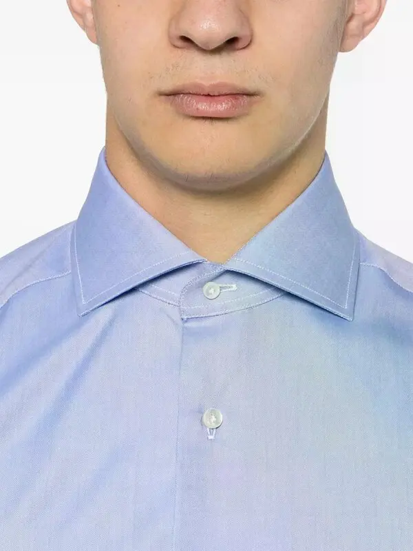 BARBA NAPOLI Cutaway Collar Cotton Shirt