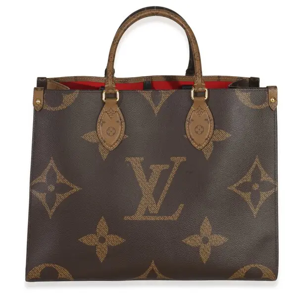 LOUIS VUITTON Onthego Mm Tote Reverse Monogram Giant Canvas - Brown