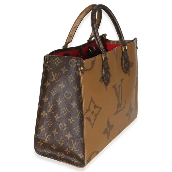 LOUIS VUITTON Onthego Mm Tote Reverse Monogram Giant Canvas - Brown