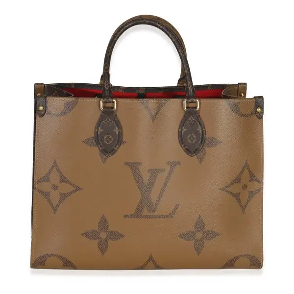 LOUIS VUITTON Onthego Mm Tote Reverse Monogram Giant Canvas - Brown