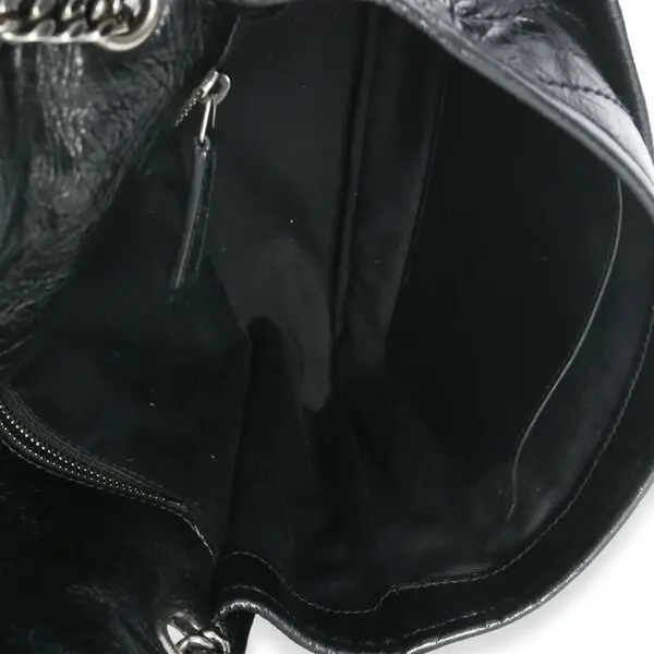 Saint Laurent Matelasse Niki Chain Satchel Crinkled Calfskin - Black