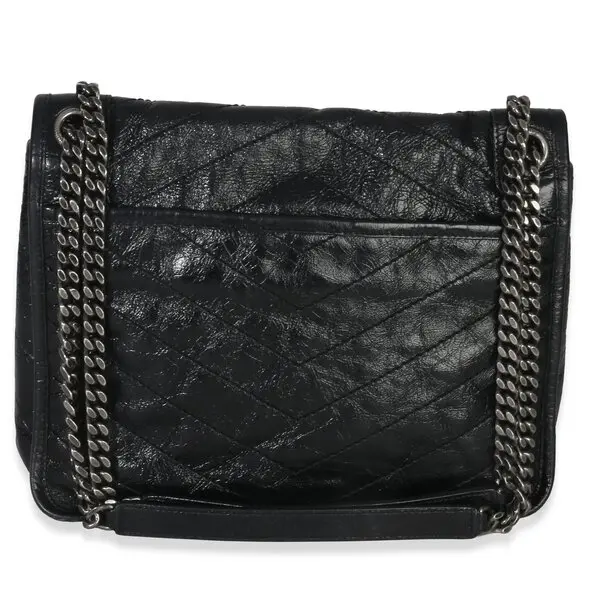 Saint Laurent Matelasse Niki Chain Satchel Crinkled Calfskin - Black