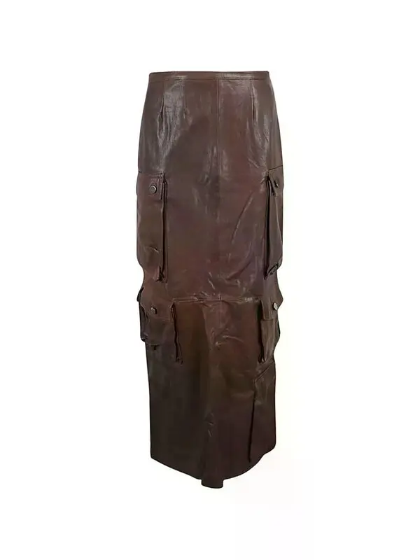 FERMAS Leather Cargo Maxi Skirt