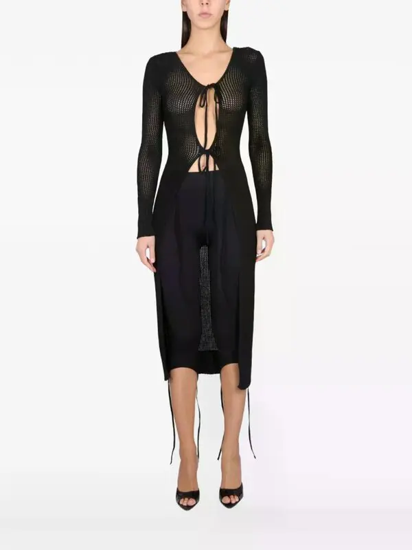 ANDREĀDAMO Perforated Long Cardigan