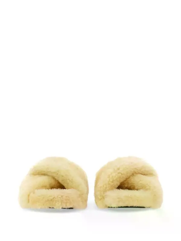 JIL SANDER Shearling Crossover Flat Sandals