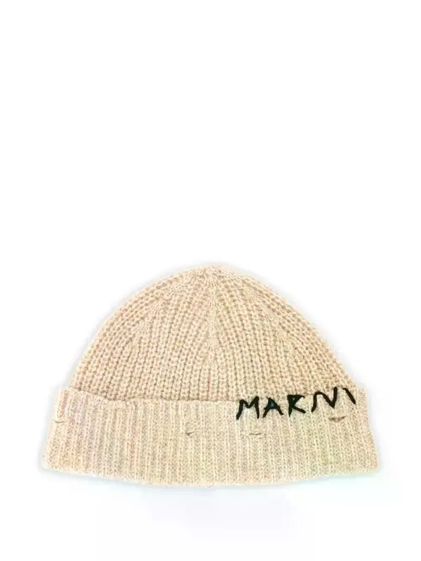 Marni Logo-embroidered Beanie - Neutrals