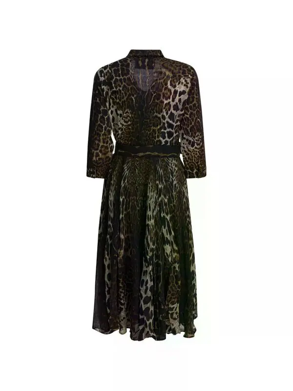 Samantha Sung Leopard Print Belted Midi Dress