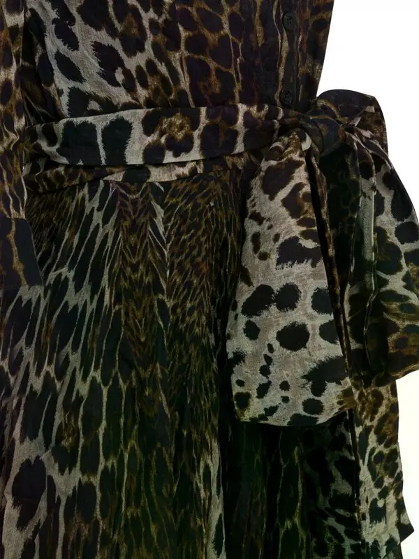 Samantha Sung Leopard Print Belted Midi Dress
