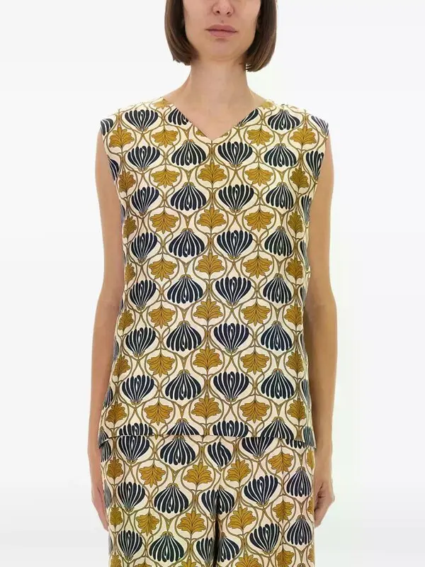 Max Mara Printed V-neck Blouse
