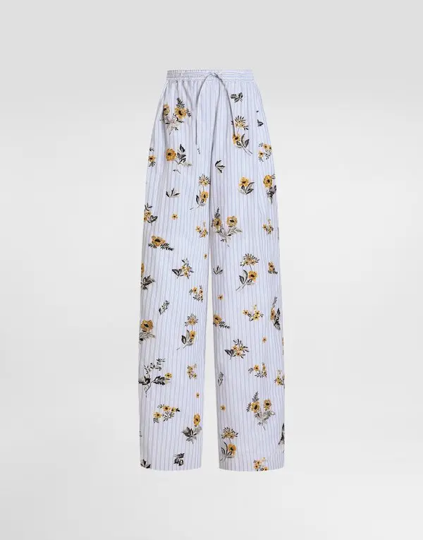 Dolce & Gabbana Floral Embroidered Poplin Trousers