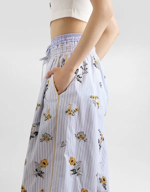 Dolce & Gabbana Floral Embroidered Poplin Trousers