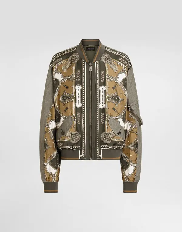 Dolce & Gabbana Cargo-print Oversized Twill Bomber Jacket