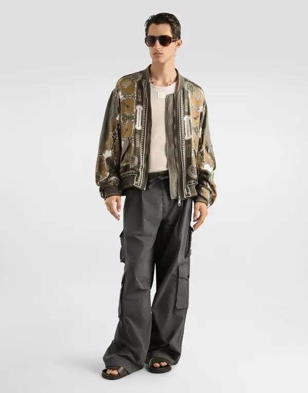 Dolce & Gabbana Cargo-print Oversized Twill Bomber Jacket