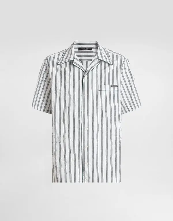 Dolce & Gabbana Crinkled Striped Poplin Hawaii Shirt