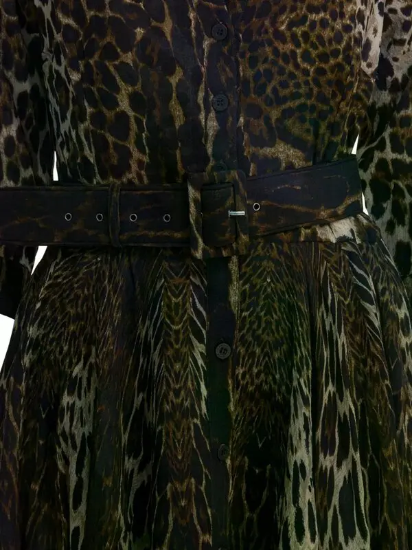 Samantha Sung Leopard Print Belted Midi Dress