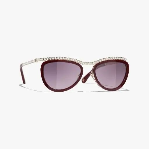 Chanel Cat Eye Sunglasses - Burgundy