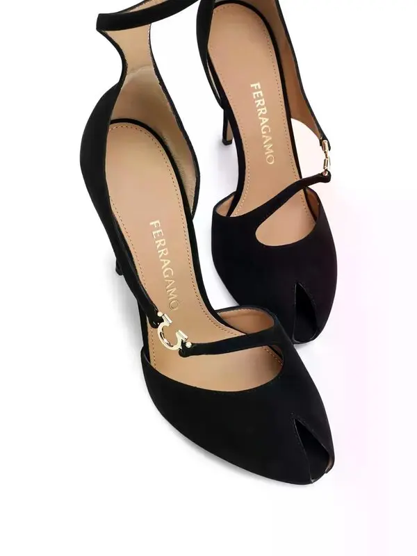 FERRAGAMO 95mm Peep-toe Pumps With Ankle Strap