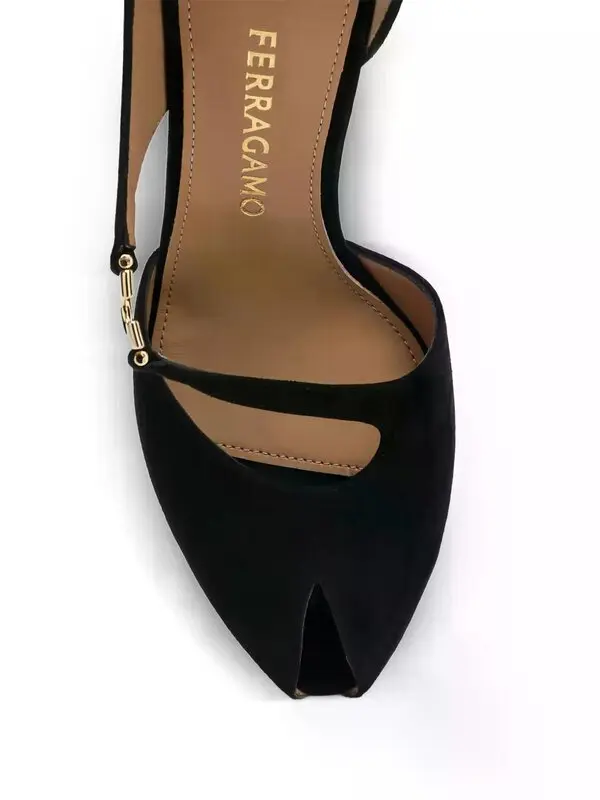 FERRAGAMO 95mm Peep-toe Pumps With Ankle Strap