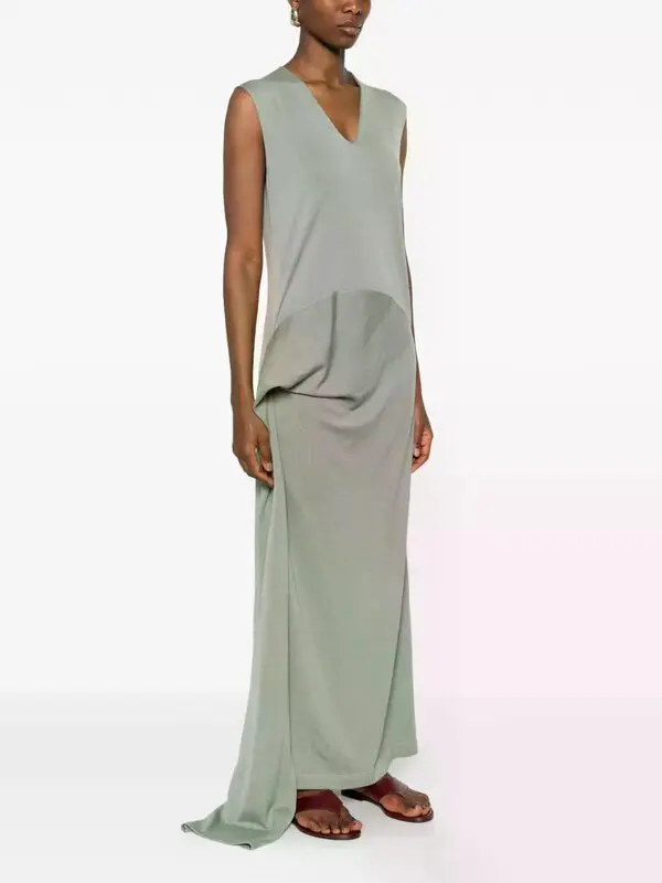 JIL SANDER V-neck Draped Maxi Dress