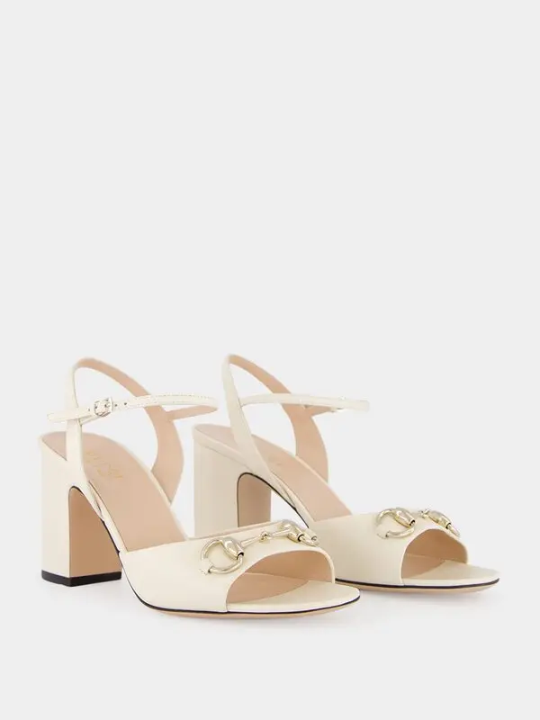 Gucci Leather Horsebit Sandals - White
