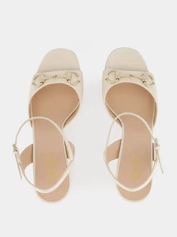 Gucci Leather Horsebit Sandals - White