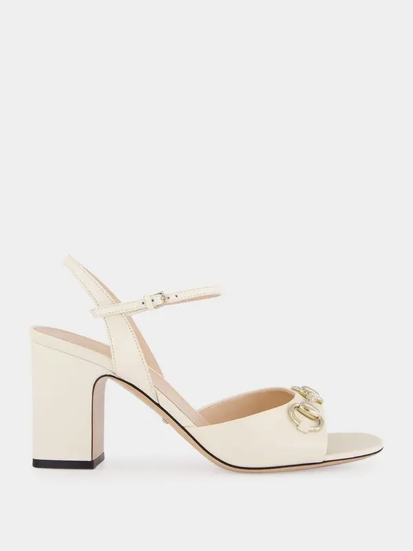 Gucci Leather Horsebit Sandals - White