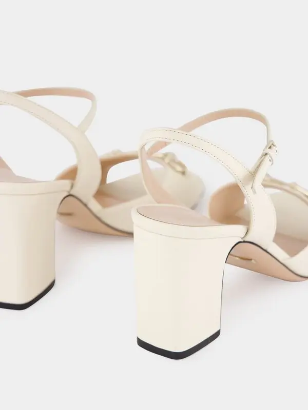 Gucci Leather Horsebit Sandals - White