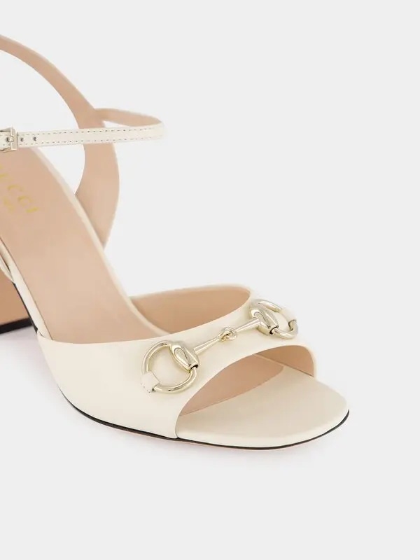 Gucci Leather Horsebit Sandals - White