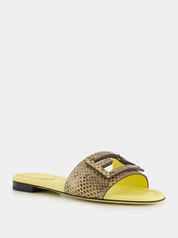 Fendi Ayers Baguette Slides - Yellow