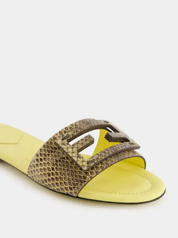 Fendi Ayers Baguette Slides - Yellow