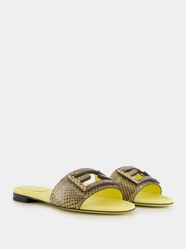 Fendi Ayers Baguette Slides - Yellow