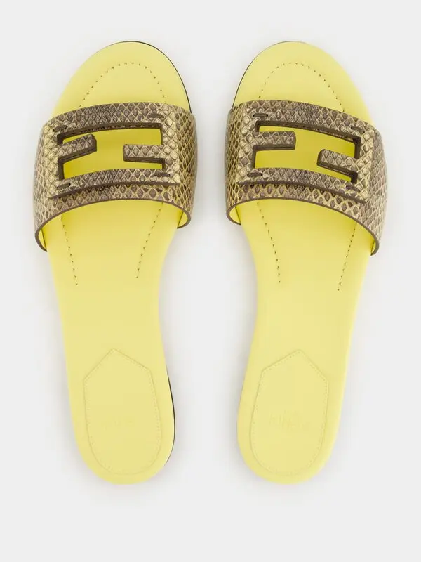 Fendi Ayers Baguette Slides - Yellow