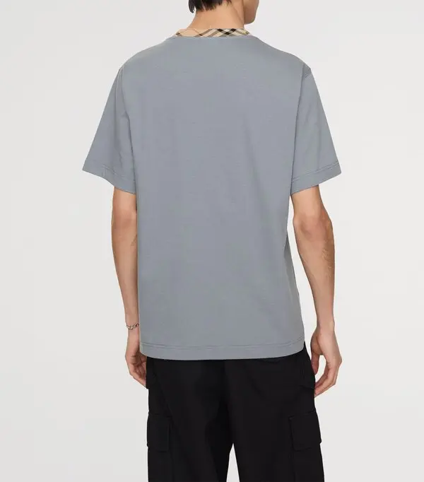 Burberry Check-trim T-shirt - Grey
