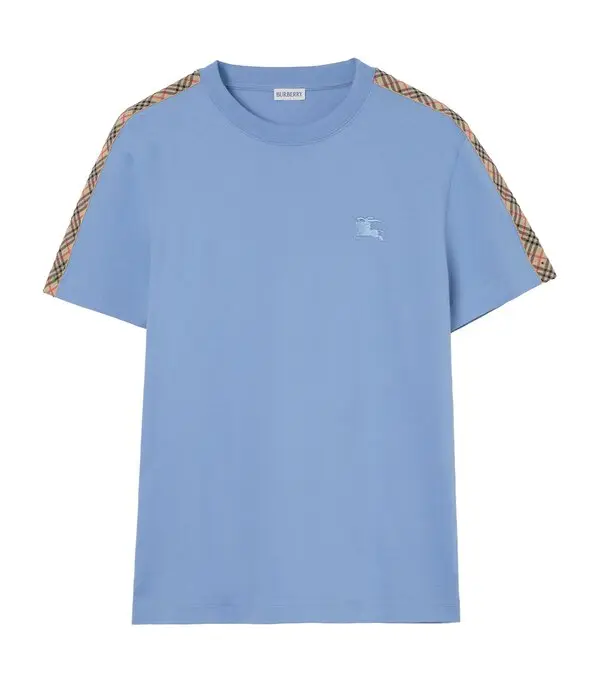 Burberry Check-trim T-shirt - Blue