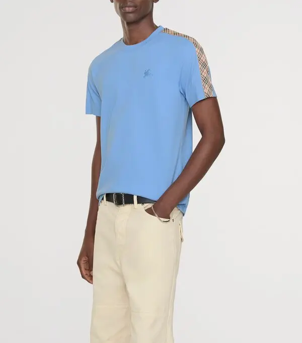 Burberry Check-trim T-shirt - Blue